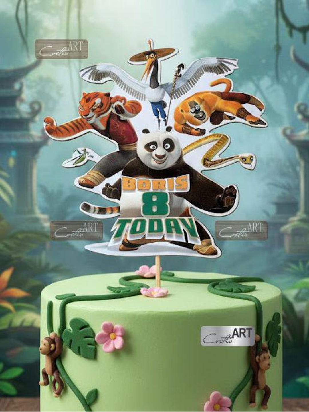 Personalized Kung Fu Panda Cake Topper: Custom Name & Age - Etsy