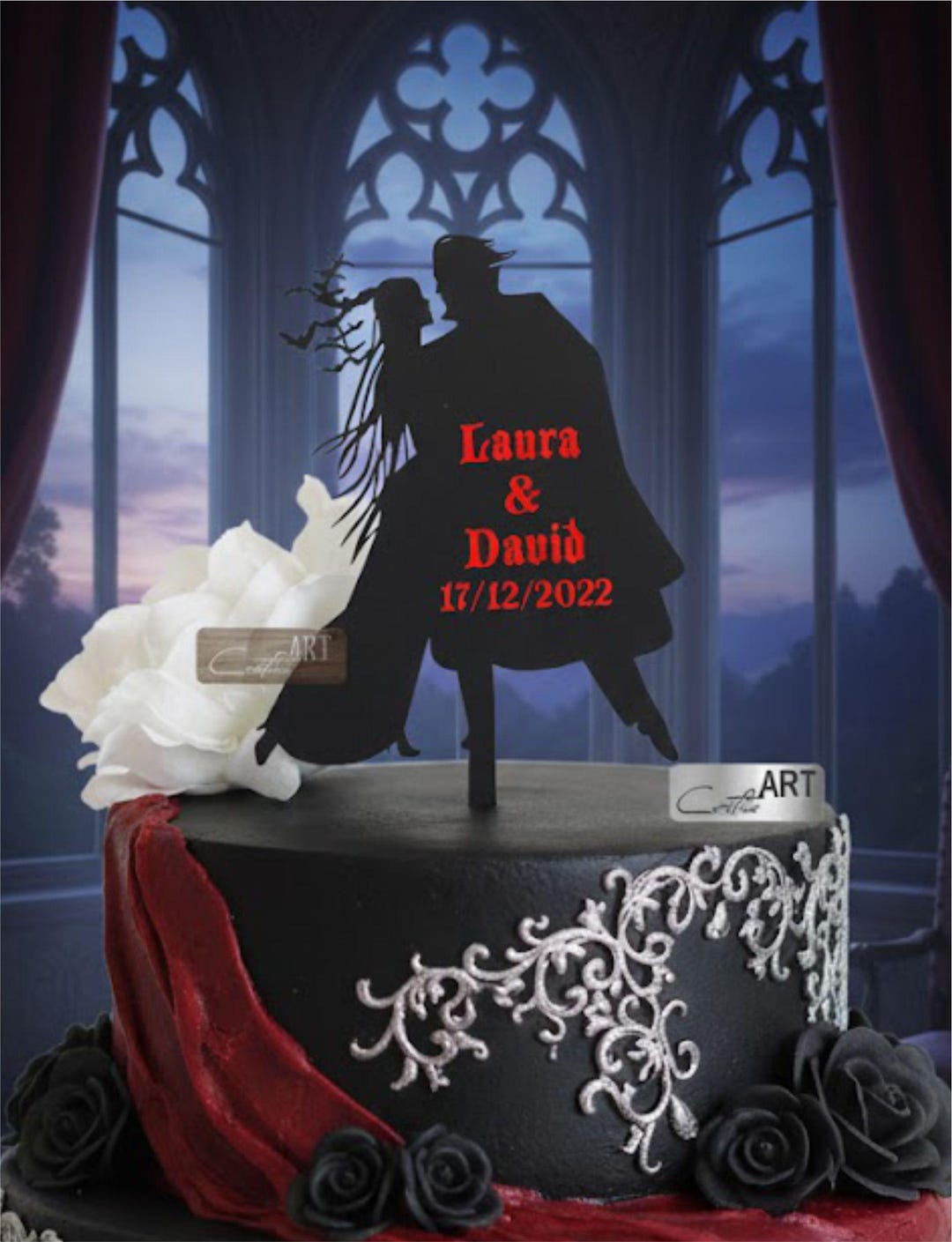 Vampire Couple Wedding Cake Topper: Gothic Halloween Decoration - Etsy UK