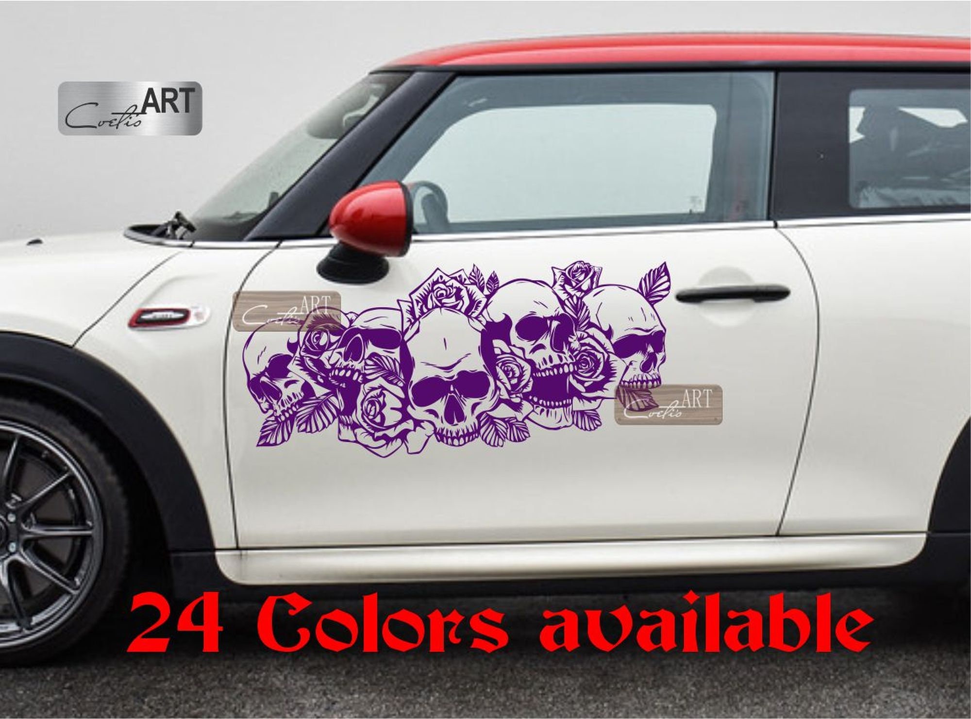 Skulls and Roses Car Decal: Vinyl Stickers for Jeep, Van, RV, Motorhome ...