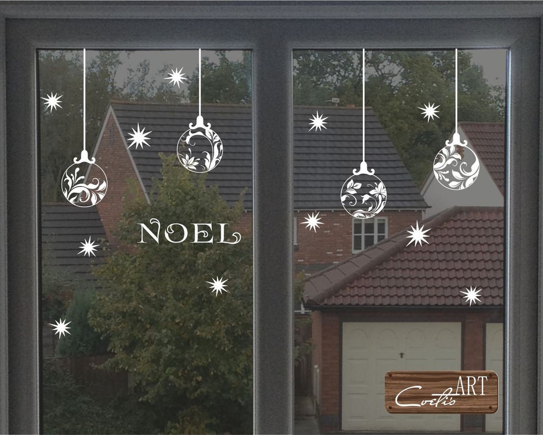 Christmas Sticker Noel Window Sticker Shop Vinyl Christmas Balls and ...