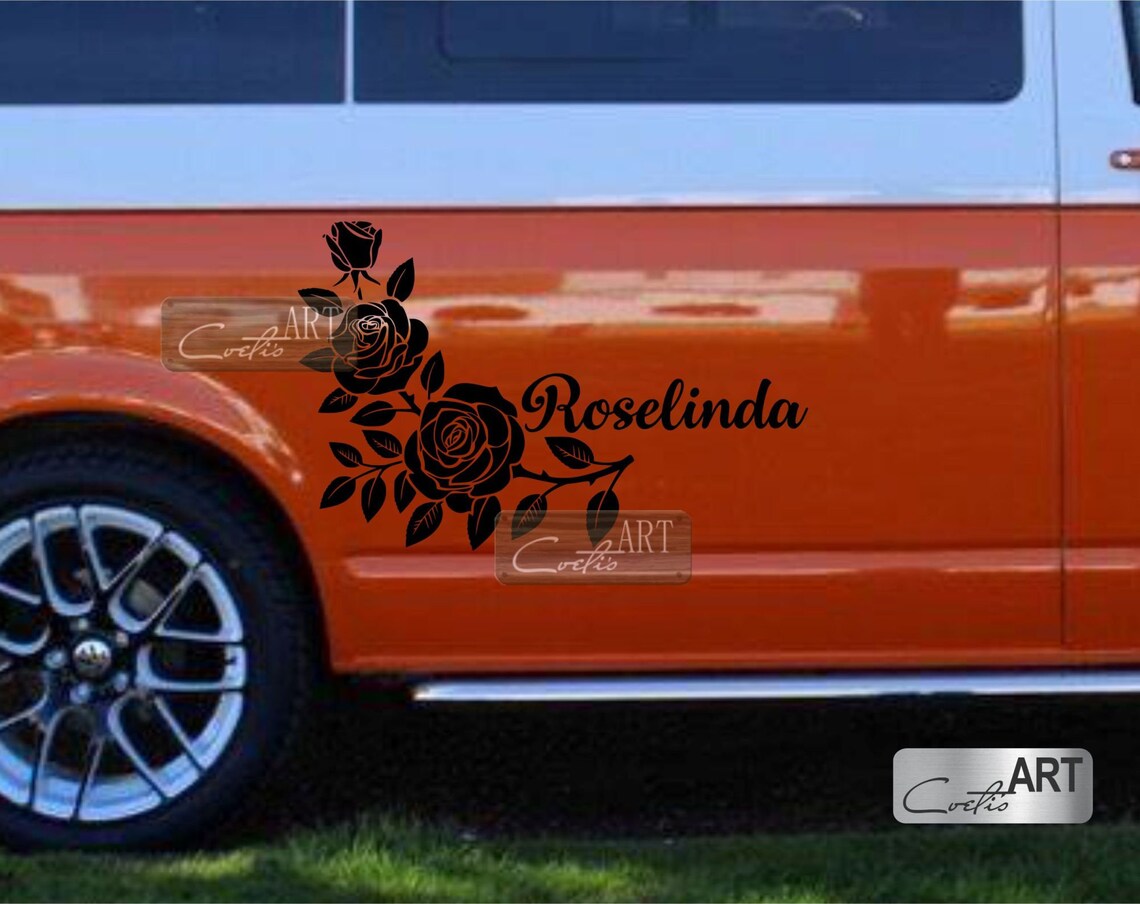 Custom Large Roses Flowers Car Sticker Van Camper Caravan | Etsy