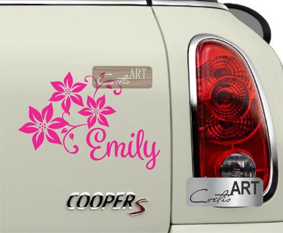 Floral Flowers Custom Name Car Sticker Van Sticker Decal Vinyl | Etsy
