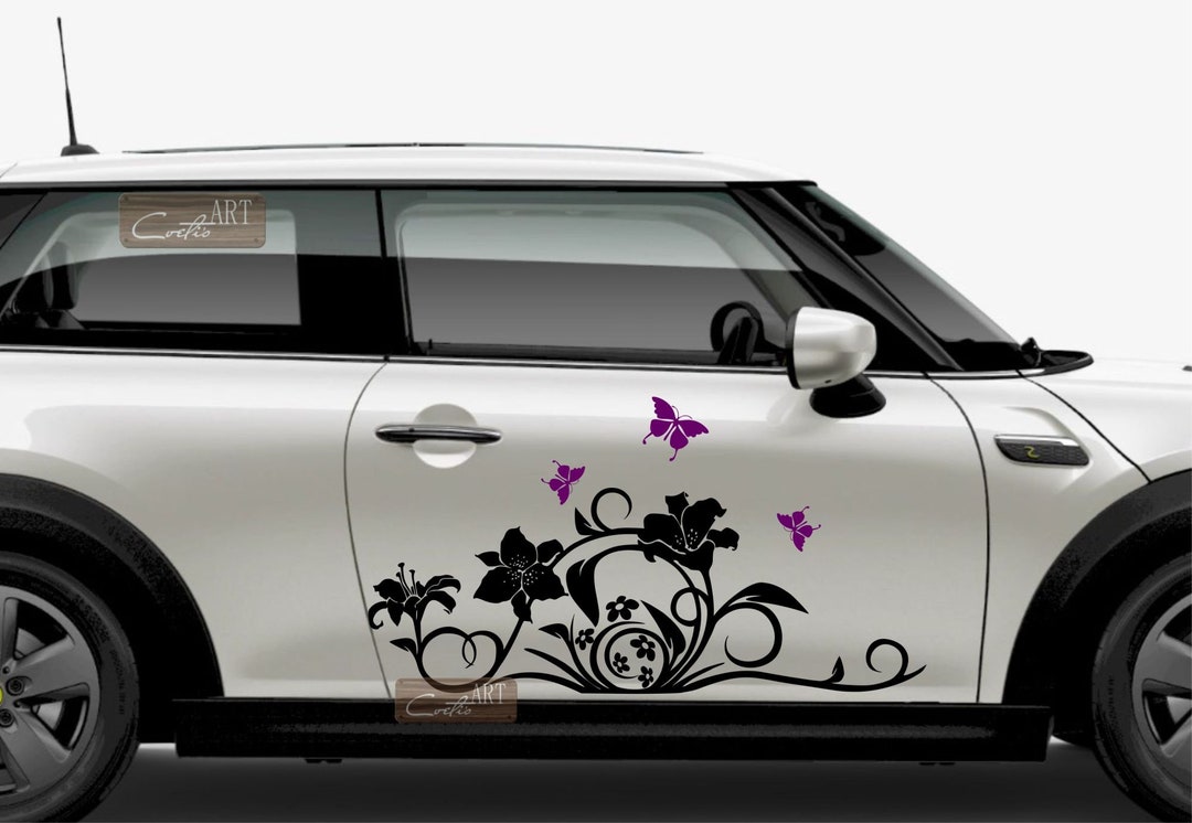 X2 Lilium Flowers Butterflies Car Sticker Van Stickers Decals Sticker ...