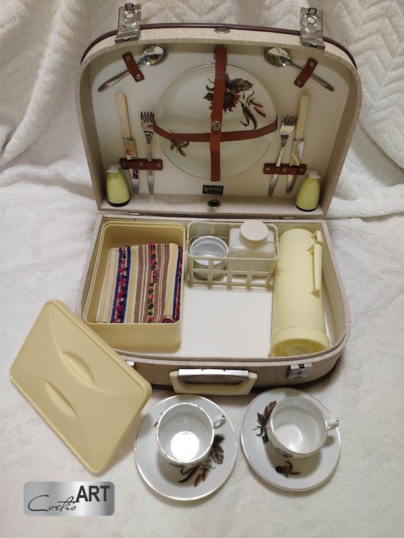 1950s/1960s Brexton picnic set for two, Suitcase, Old… - Gem