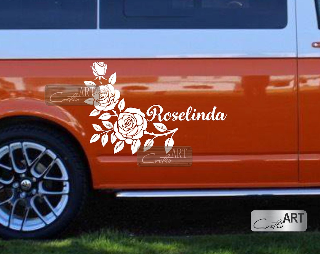 Custom Large Roses Flowers Car Sticker Van Camper Caravan Stickers ...