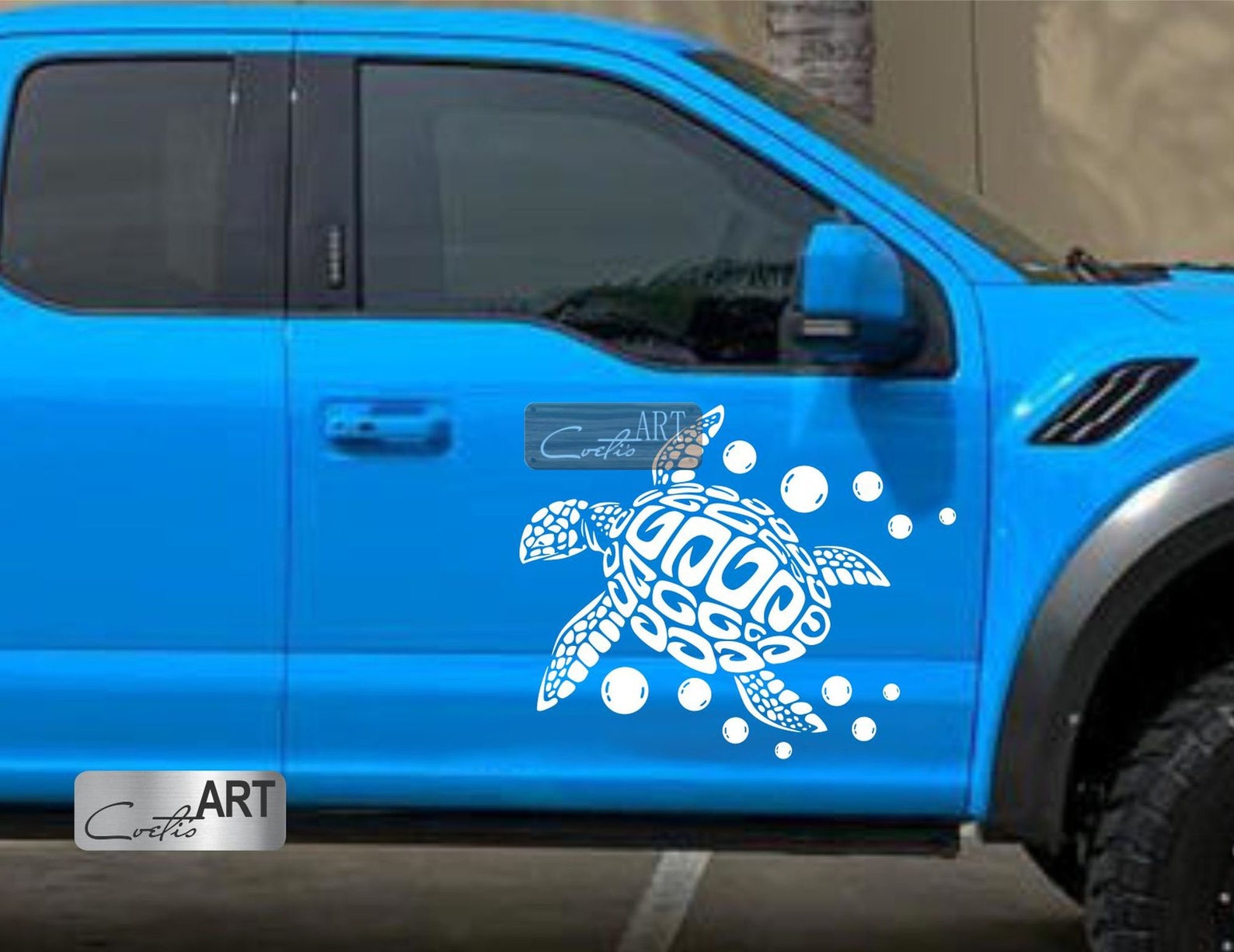 Set Sea Turtle With Bubbles Sticker Car Van Stickers Truck - Etsy