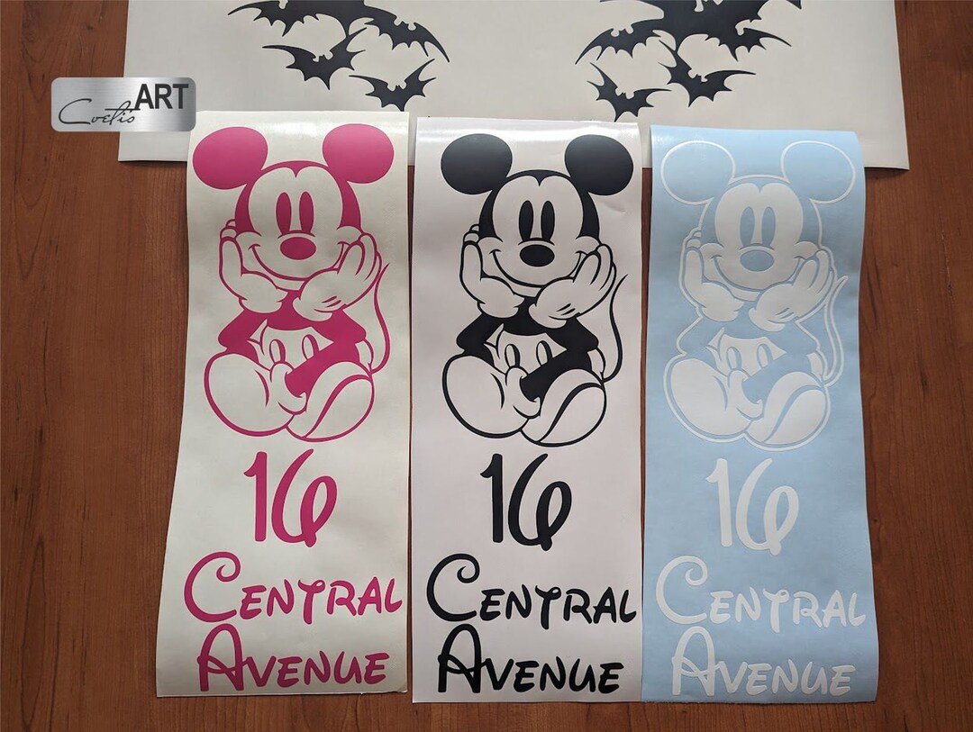 Retro Mickey Mouse Custom Personalized Number Wheelie Bin Sticker Vinyl ...