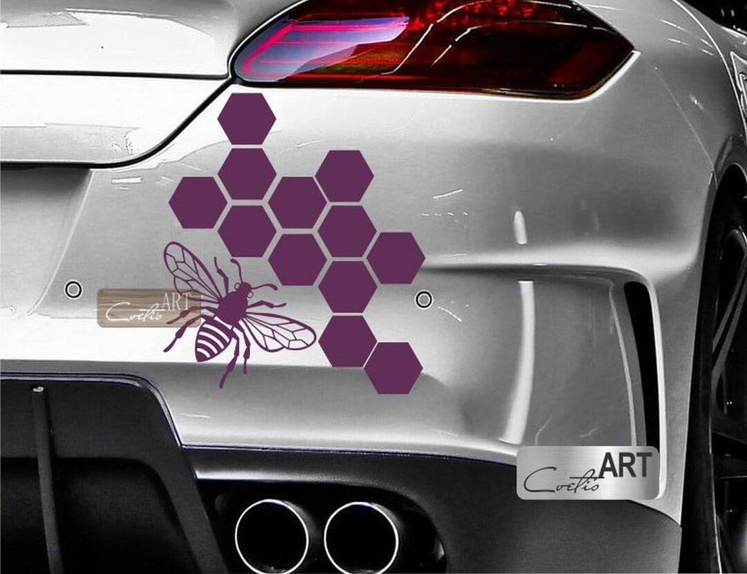 Bee and Bee Cells Car Van Jeep Camper Caravan Sticker Vinyl Decal Gift ...