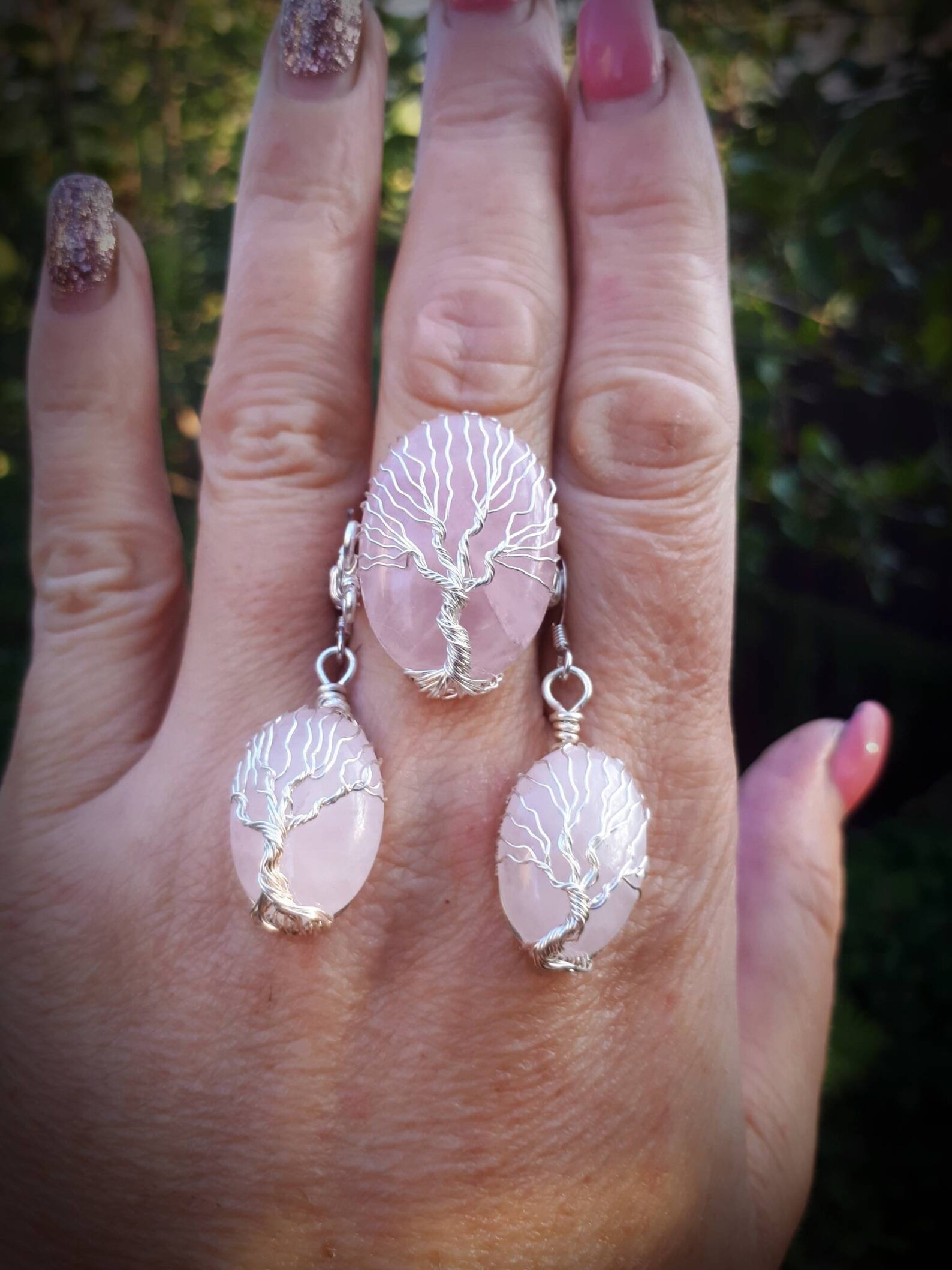 Silver Rose Quartz Tree of Life Jewelry Tree of Life Pendant | Etsy