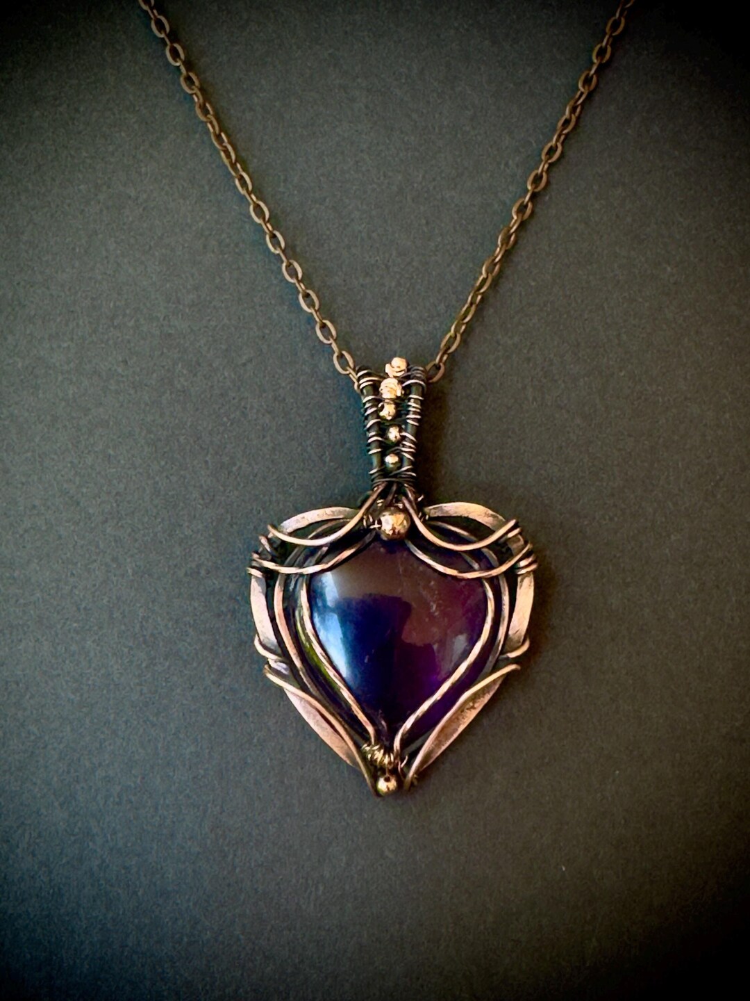 Wire Wrap Heart Pendant With Purple Amethyst, Handmade Love Symbol ...