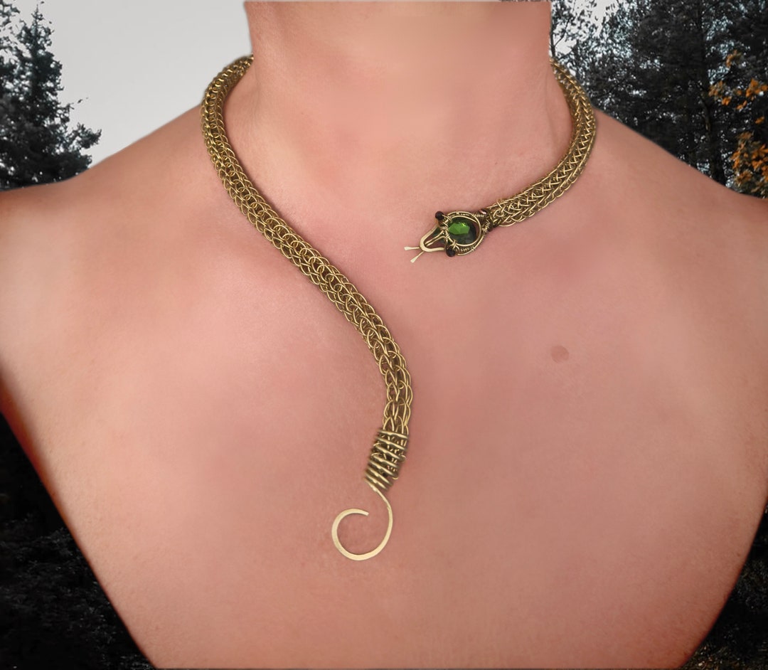 Snake Open Choker Necklace, Wire Wrapped Copper Choker, Open Necklace ...