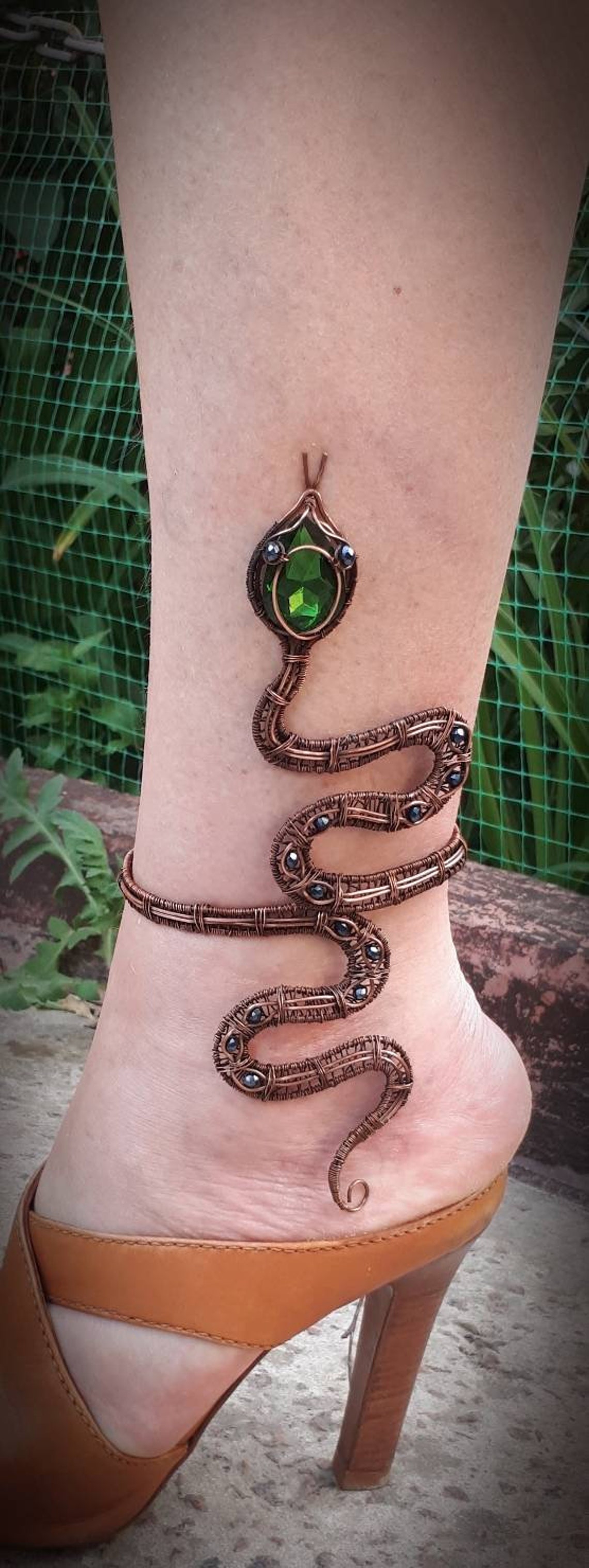 Anklets for Women Boho Snake Anklet Wire Wrapped Copper - Etsy