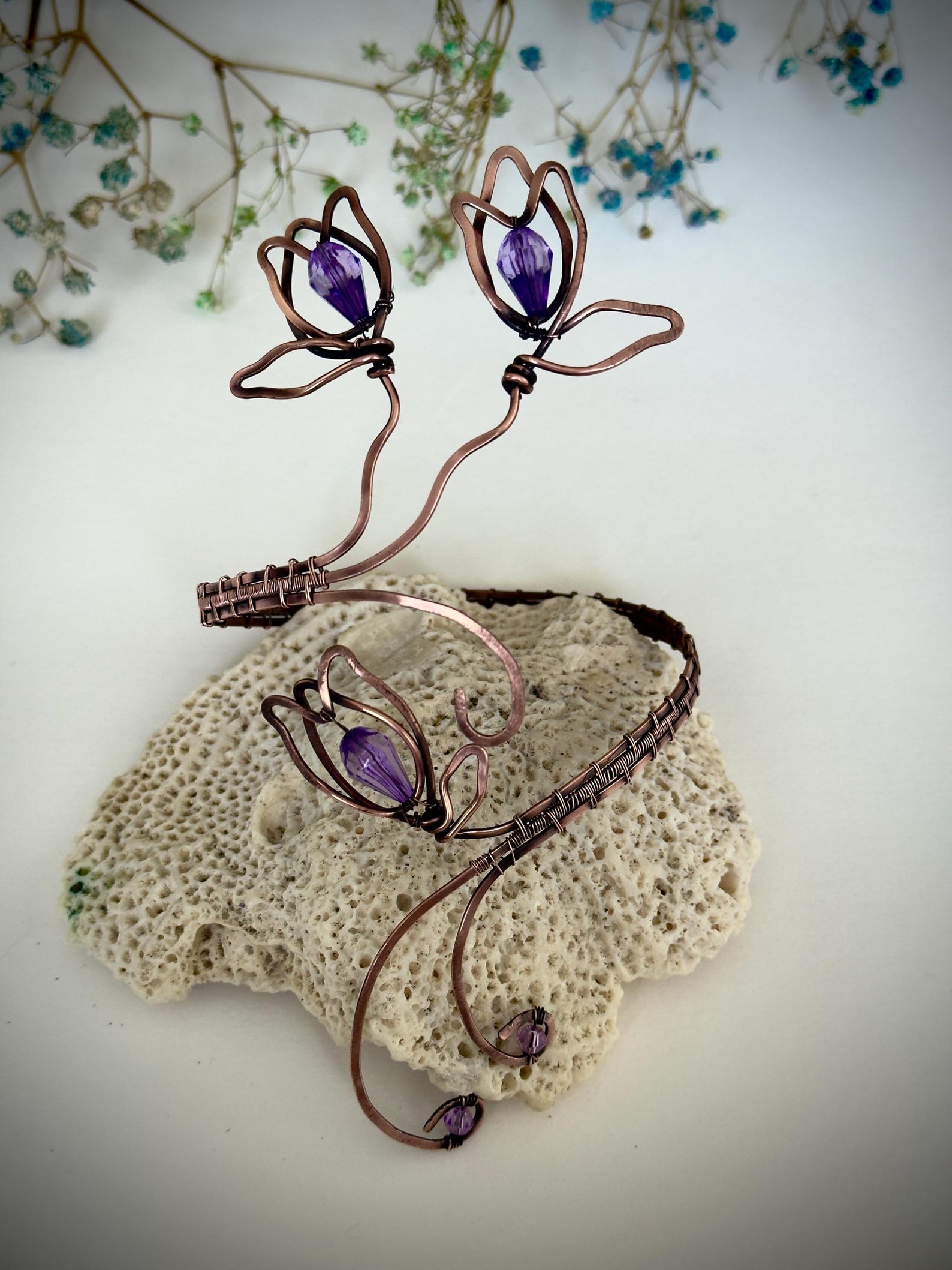 Ankle Bracelet for Woman, Flower Copper Anklet, Wire Wrapped Anklet ...