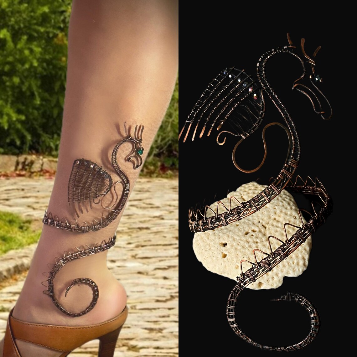 Dragon Anklet, Anklets for Women Boho, Wire Wrapped Copper Anklet ...