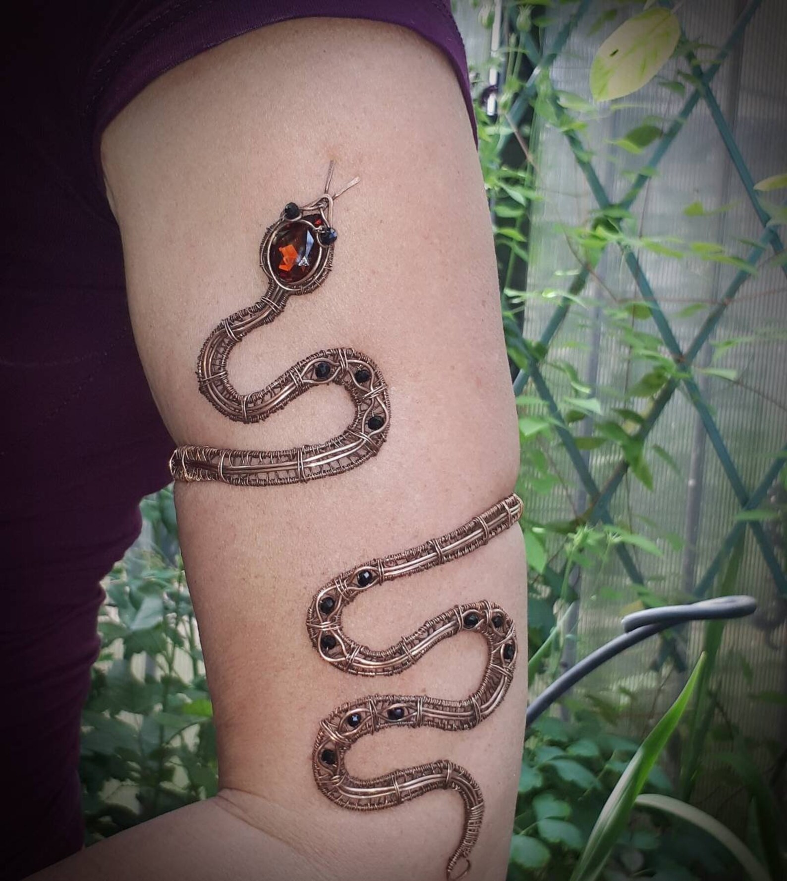 Snake Upper Arm Cuff Spiral Band With Crystal Upper Arm | Etsy