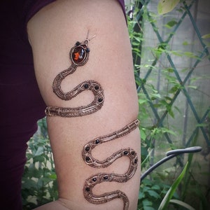 Snake Upper Arm Cuff Spiral Band With Crystal Upper Arm - Etsy