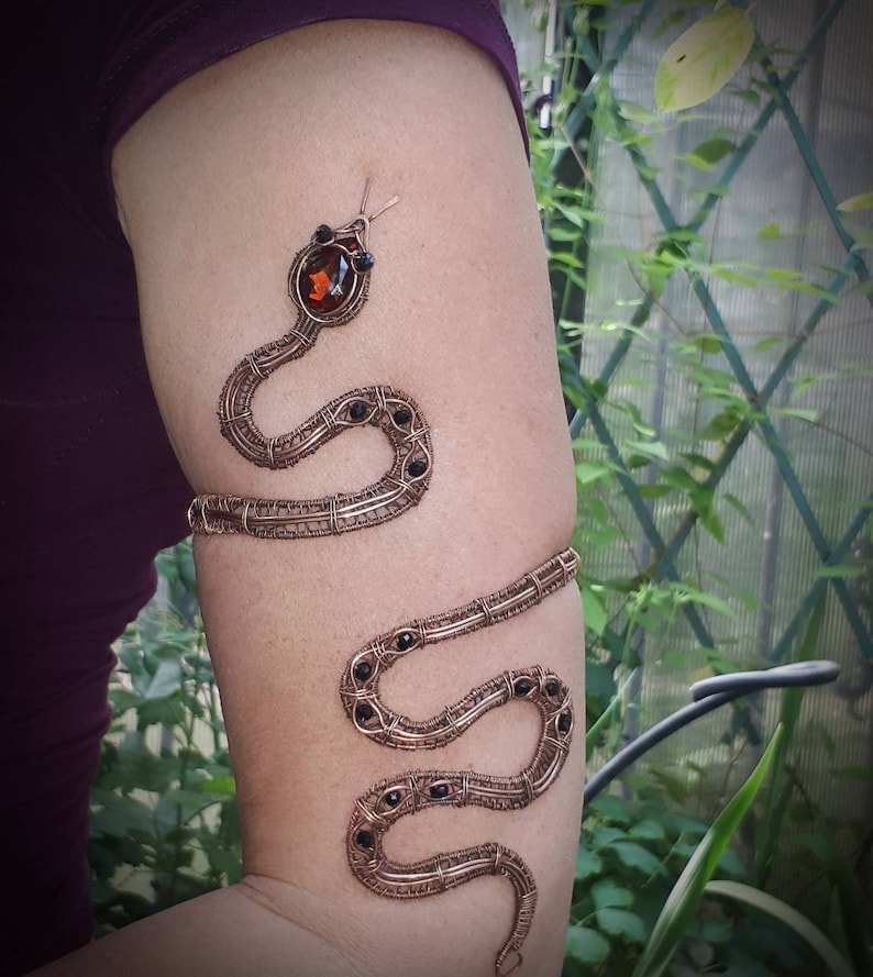 Snake Upper Arm Cuff Spiral Band With Crystal Upper Arm | Etsy