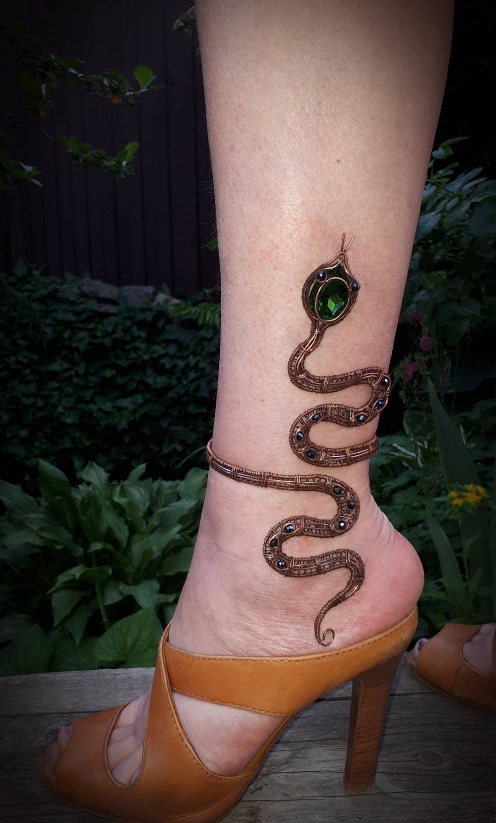 Anklets for Women Boho Snake Anklet Wire Wrapped Copper - Etsy