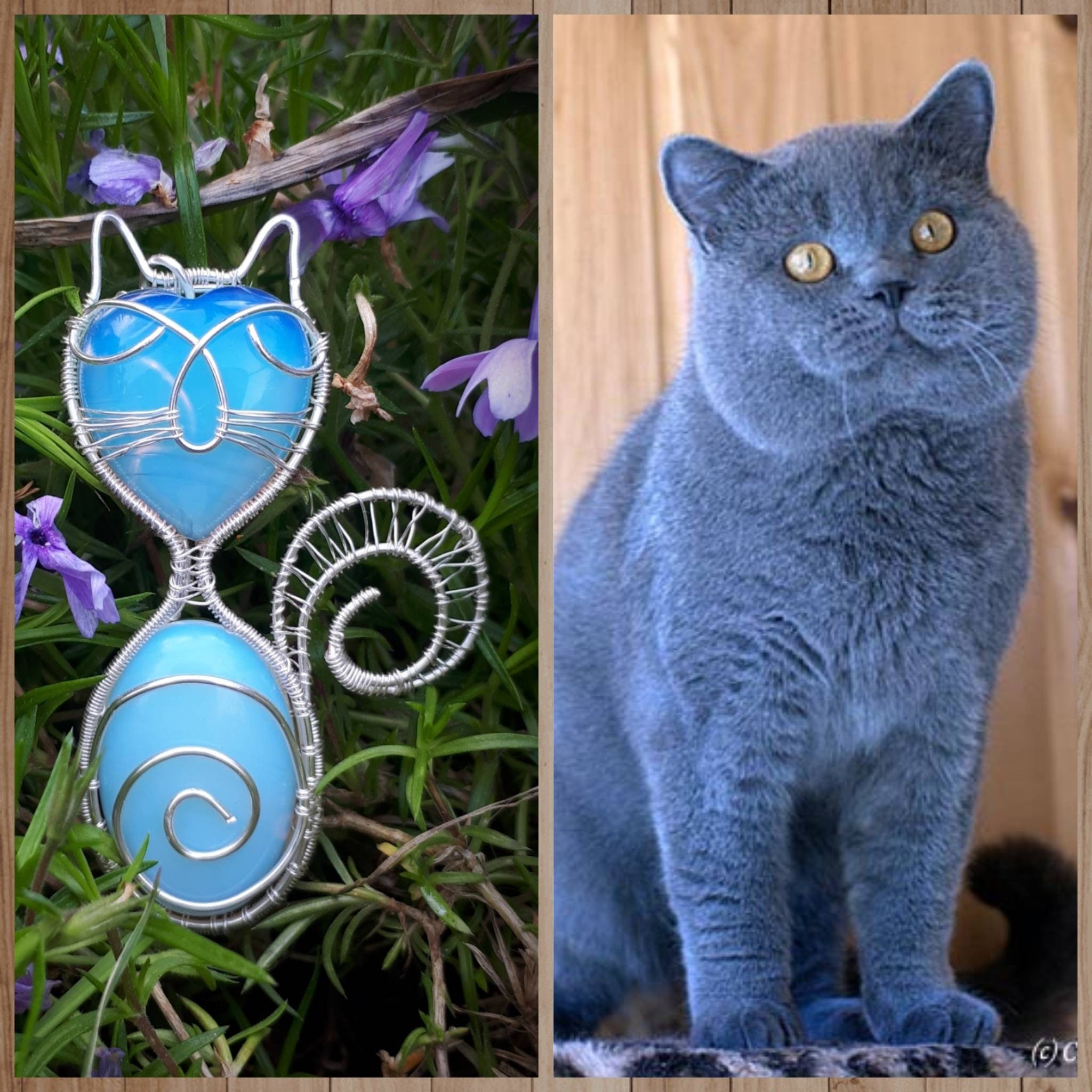 Moonstone opalite Kitty Pendant Wire Wrapped Cat Silver | Etsy