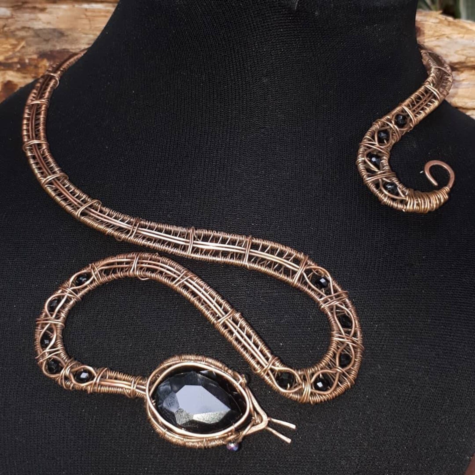 Snake Open Choker Necklace Wire Wrapped Copper Choker Open | Etsy