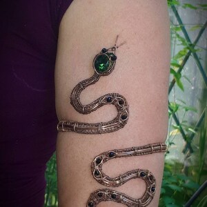 Snake Upper Arm Cuff Spiral Band With Crystal Upper Arm - Etsy