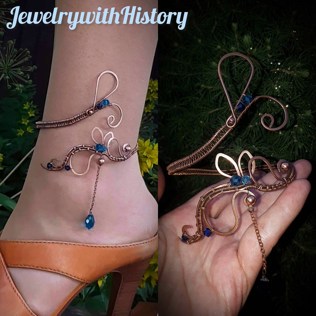Anklets for Women Boho, Wire Wrapped Copper Anklet, Copper Anklet ...