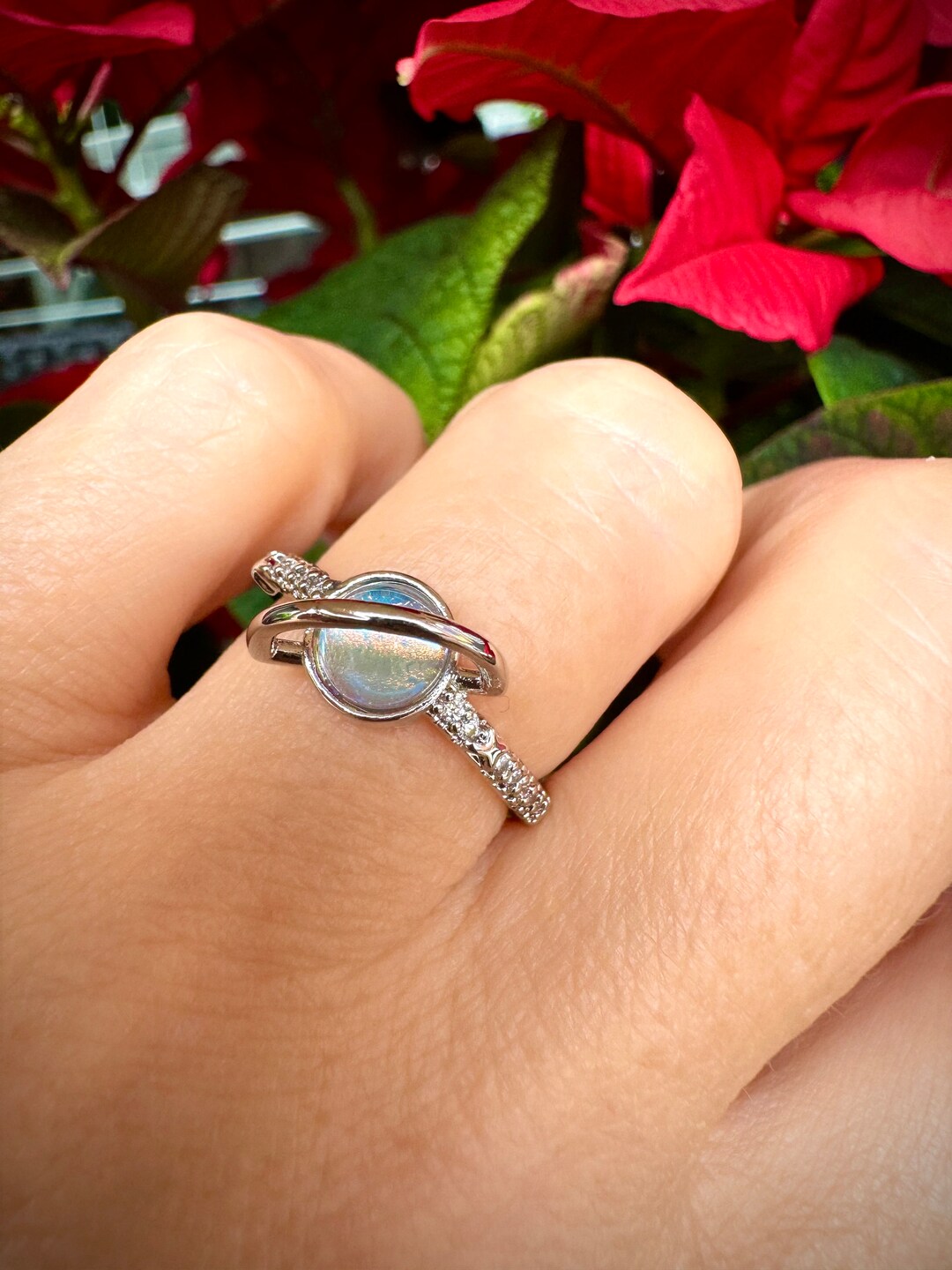 Planet Saturn Ring, Silver Plated Ring Inlaid With Zirconium, Dainty ...