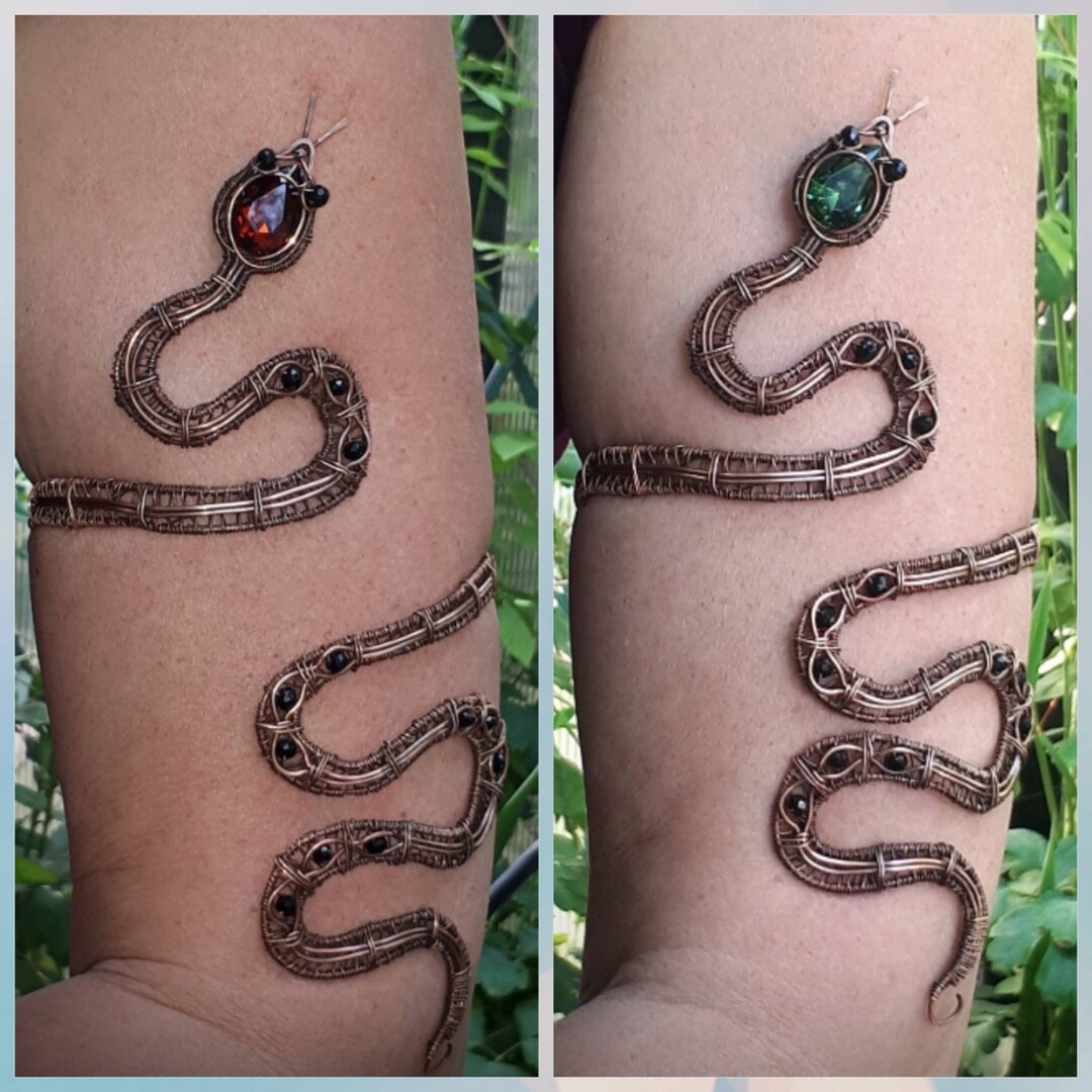 Snake Upper Arm Cuff Spiral Band With Crystal Upper Arm - Etsy