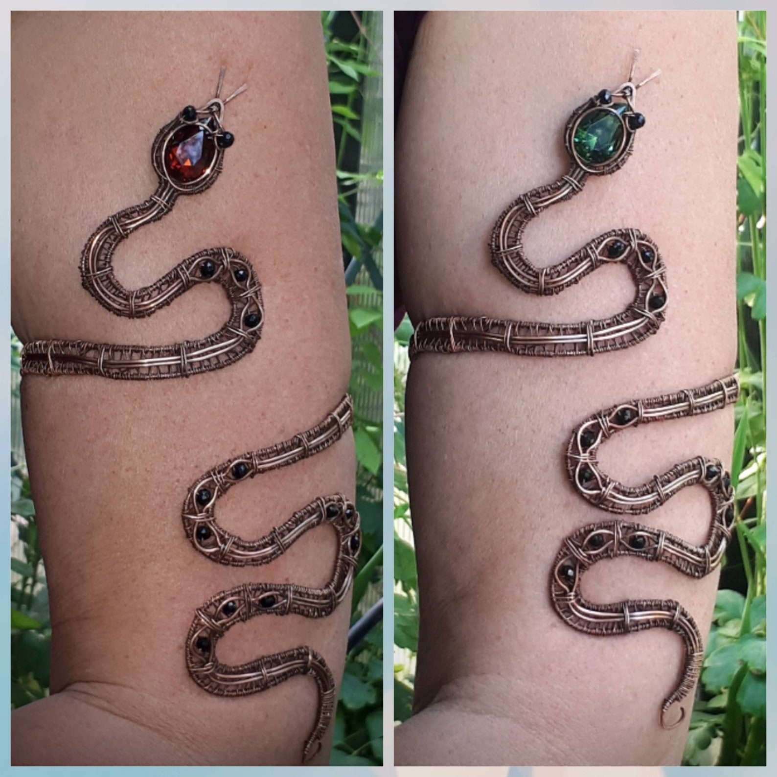 Snake Upper Arm Cuff Spiral Band With Crystal Upper Arm | Etsy
