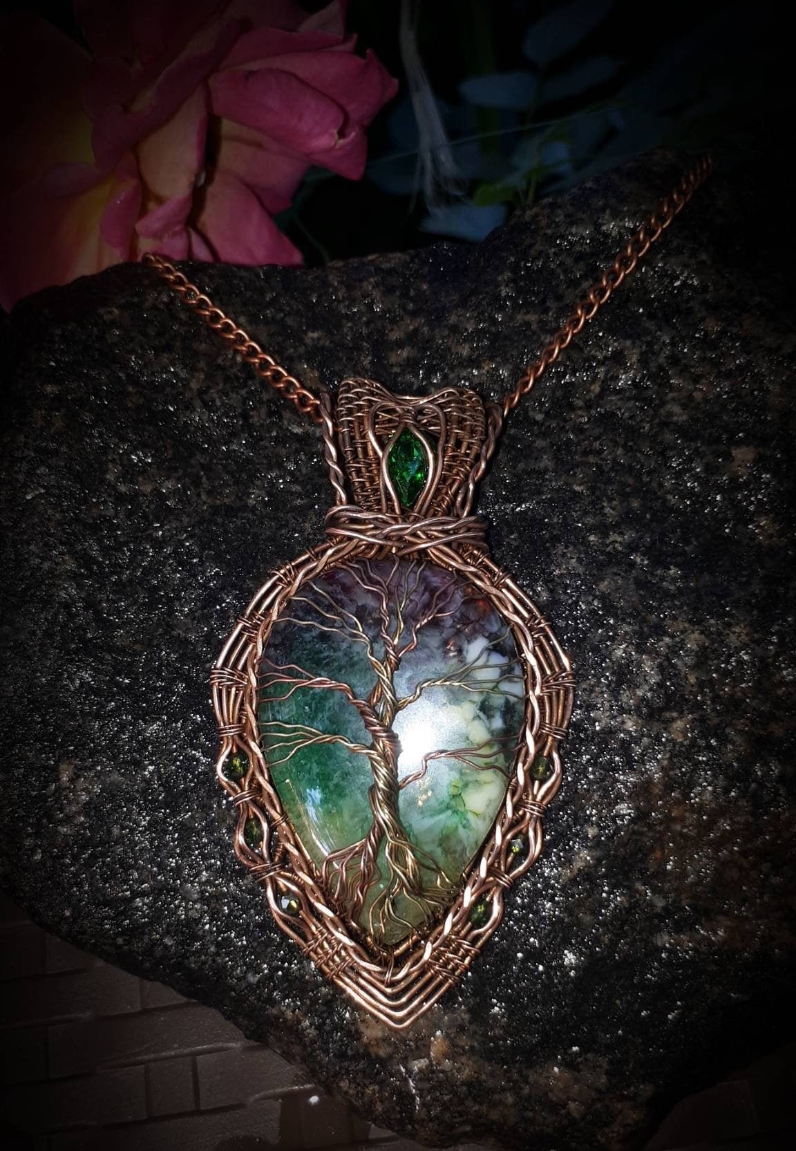 Solar Quartz Tree of life pendant Wire Wrapped copper tree of | Etsy