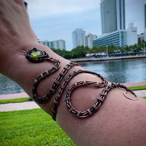 Copper Snake Bracelet, Wire Wrapped Copper Cuff Bracelet With Crystal ...