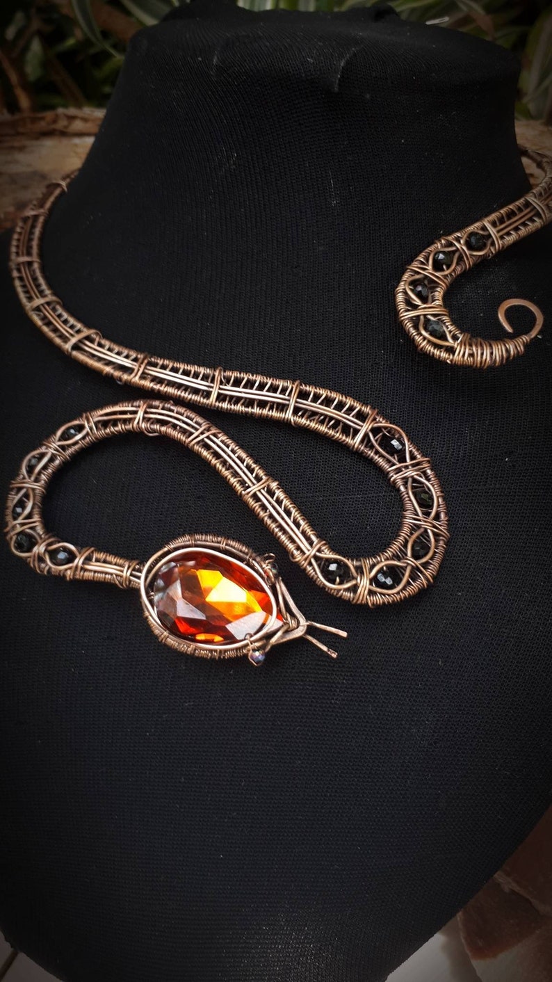 Snake Open Choker Necklace Wire Wrapped Copper Choker Open | Etsy