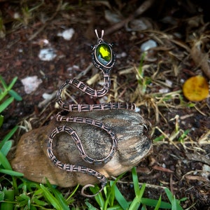 Copper Snake Bracelet, Wire Wrapped Copper Cuff Bracelet With Crystal ...