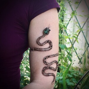 Snake Upper Arm Cuff Spiral Band With Crystal Upper Arm - Etsy