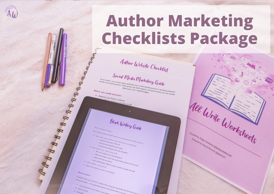 Author Package: EVERY WORKSHEET + BONUS (publishing, Writing, Marketing ...
