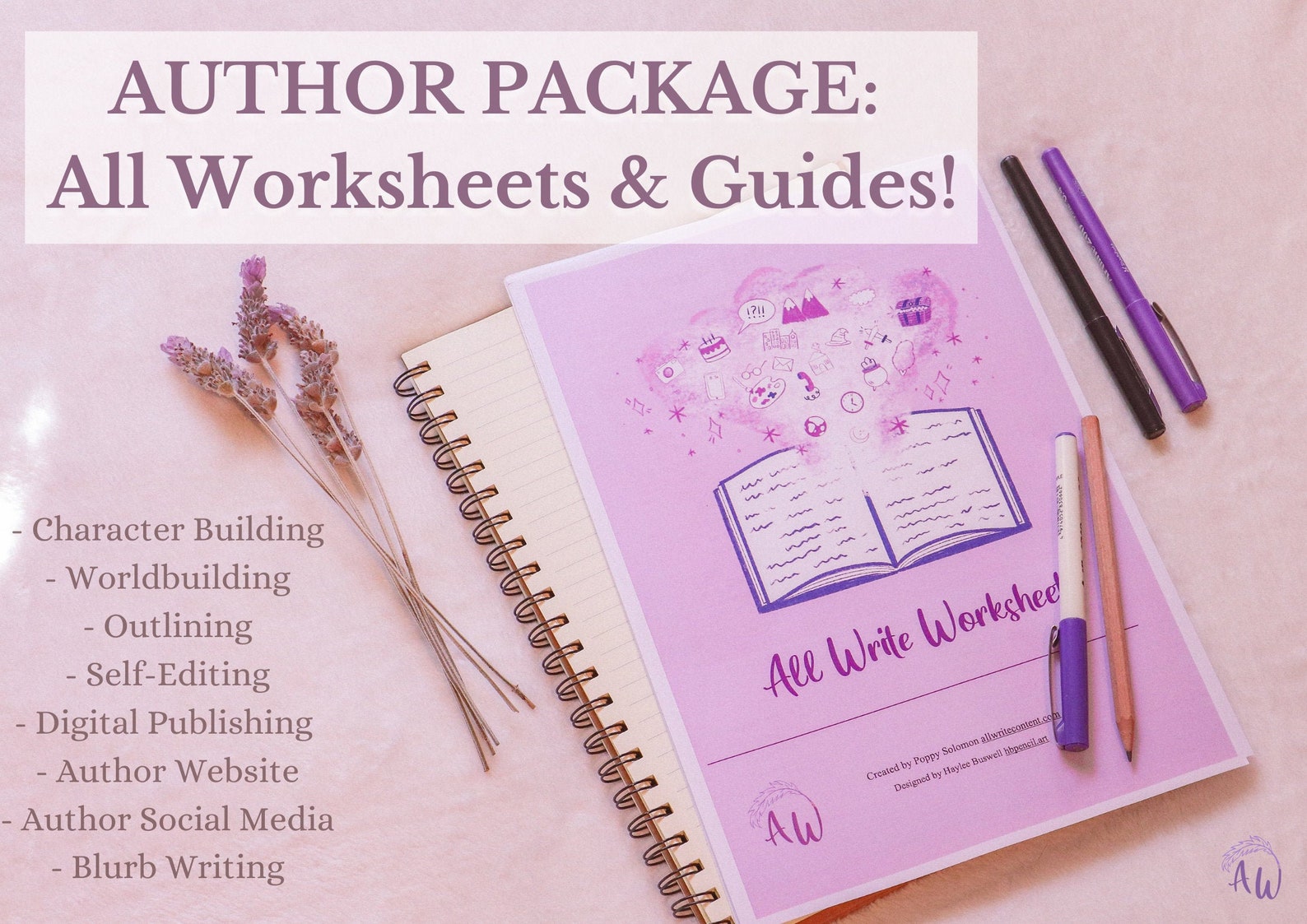 Author Package: EVERY WORKSHEET + BONUS (publishing, Writing, Marketing ...