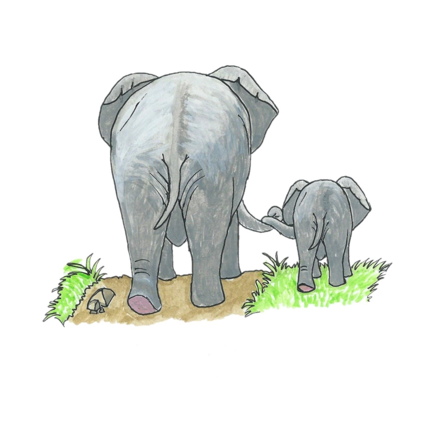 Elephants Father's Day Card Birthday Card Cute Dad - Etsy