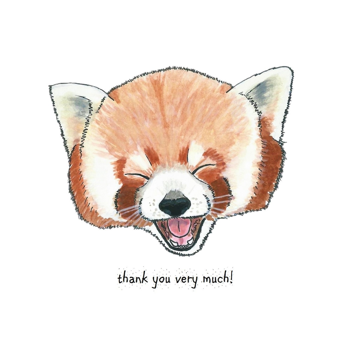 Red Panda Thank You Card 'thank You Very Much', Cute, Quirky ...