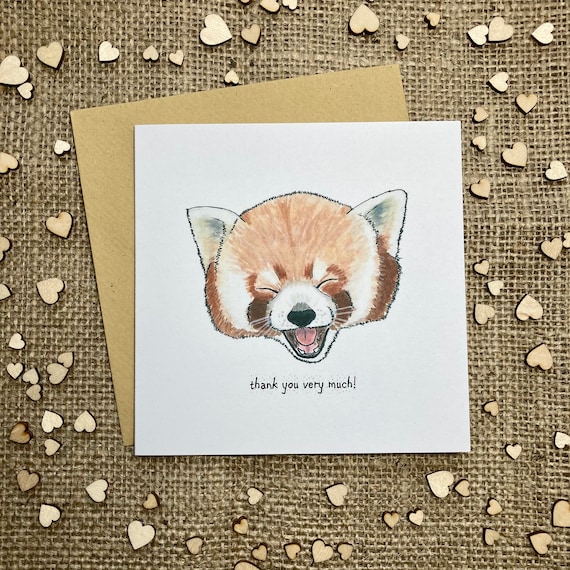 Red Panda Thank You Card 'thank You Very Much' Cute - Etsy