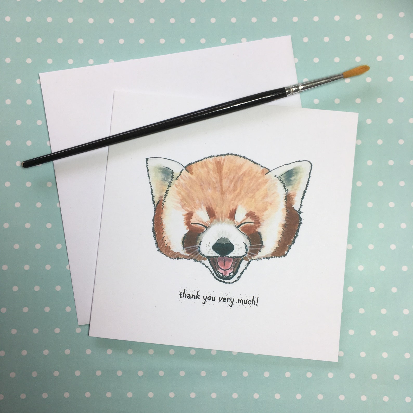 Red panda thank you card 'thank you very much' cute | Etsy