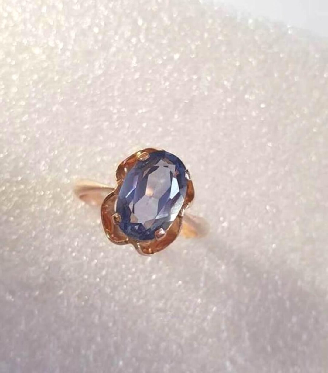 Charming Last Century GOLD 14K Blue Corundum Ring Stamp 583 ROYAL USSR ...