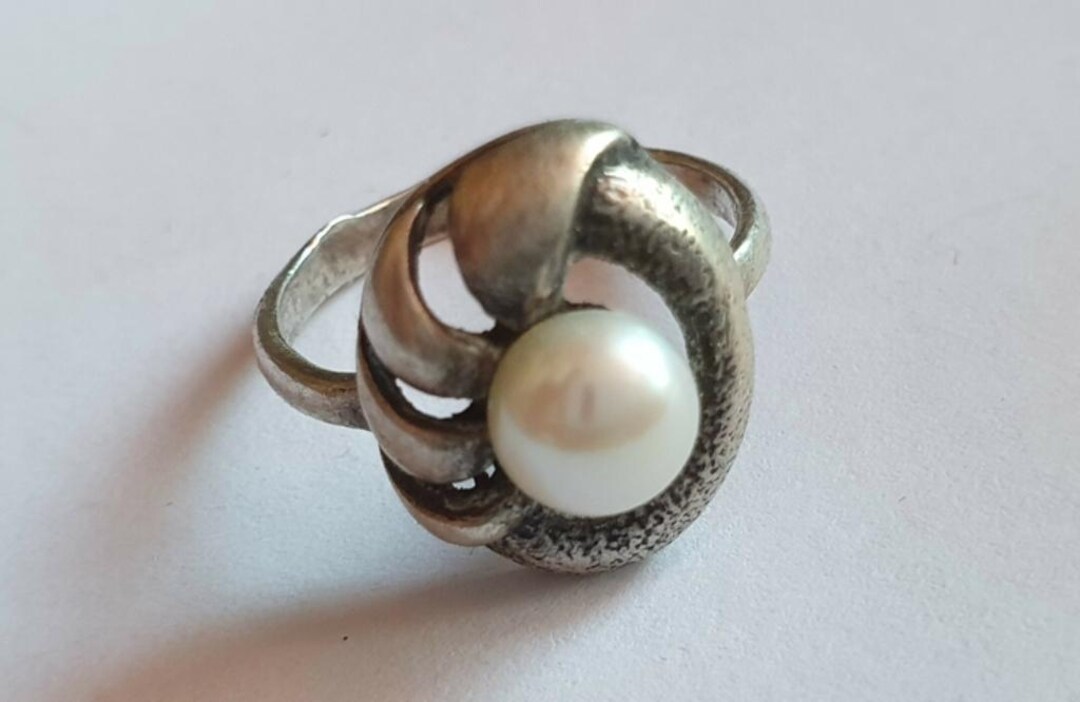 Cute Pearl Vintage Ukrainian Ring Silver 925 - Etsy