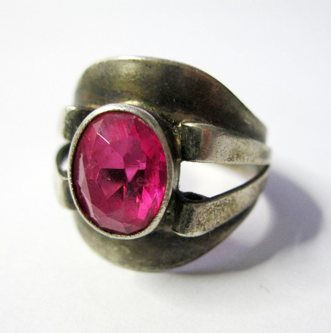Awesome Ruby Stone Vintage USSR Silver 875 Super Ring - Etsy