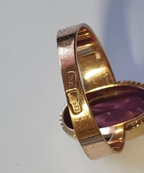 Charming Last Century GOLD 14K ring Stamp 583 ROYAL U… - Gem