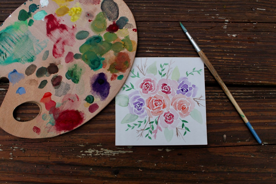 Hand Painted Flower Card - Etsy
