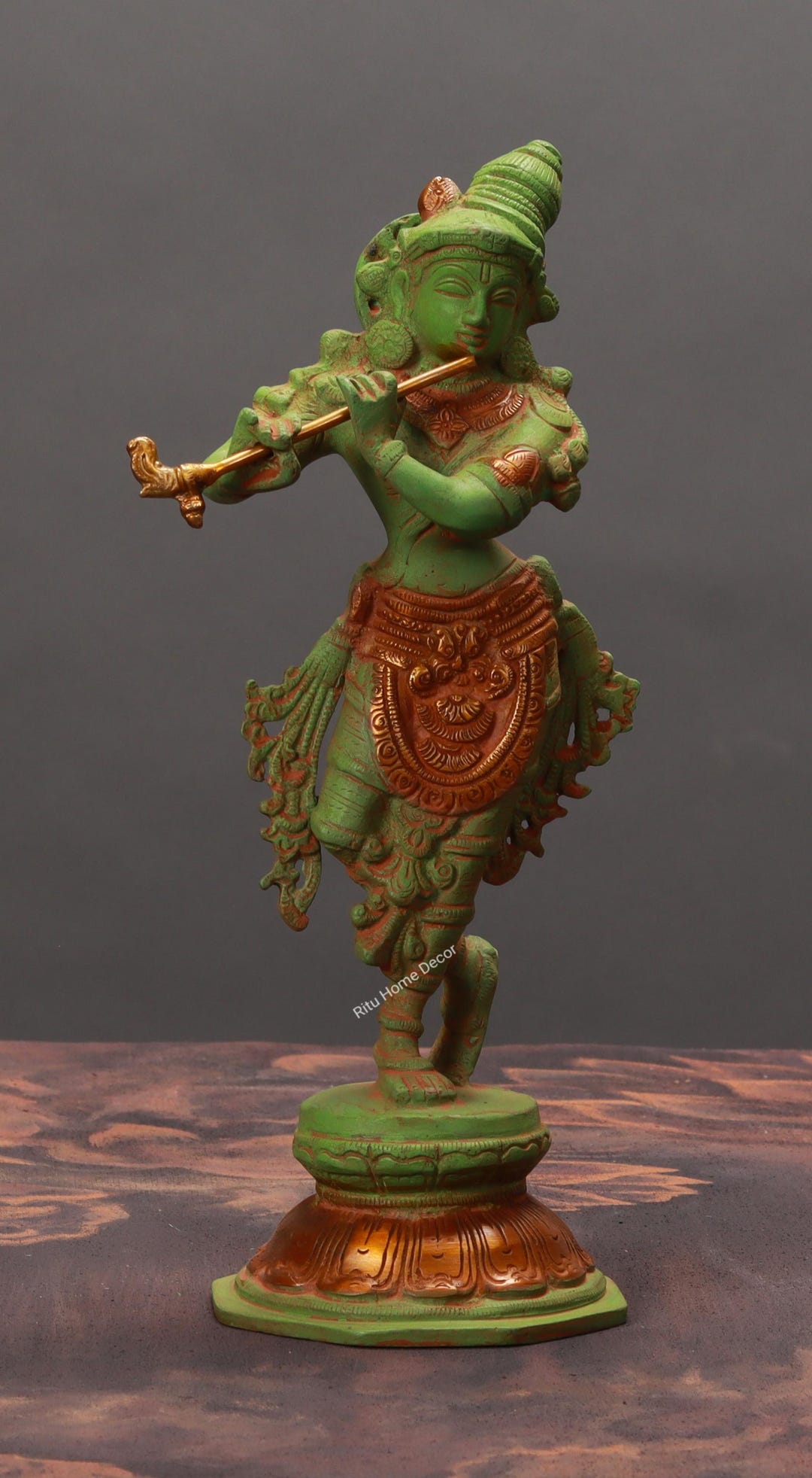 Brass Lord Krishna Statue for Temple - Madhav Idol - Kisna for Worship ...