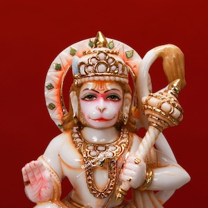 Hanuman God Statue, Brown Painting Rambhakta Hanuman Idol, God of Power ...