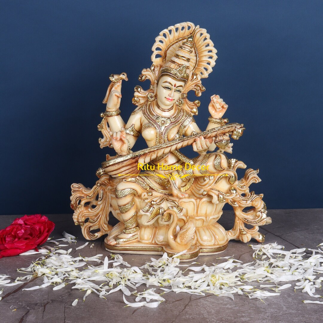 Goddess Saraswati Statue Maa Sharda Idol Ma Sarasvathi Figurine Mother ...