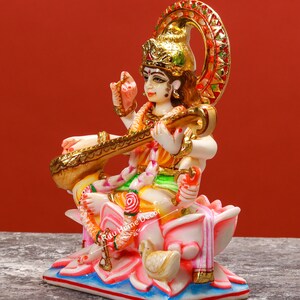 Goddess Saraswati 9 Statue, Sharda Idol Sculpture, Hindu Goddess of ...