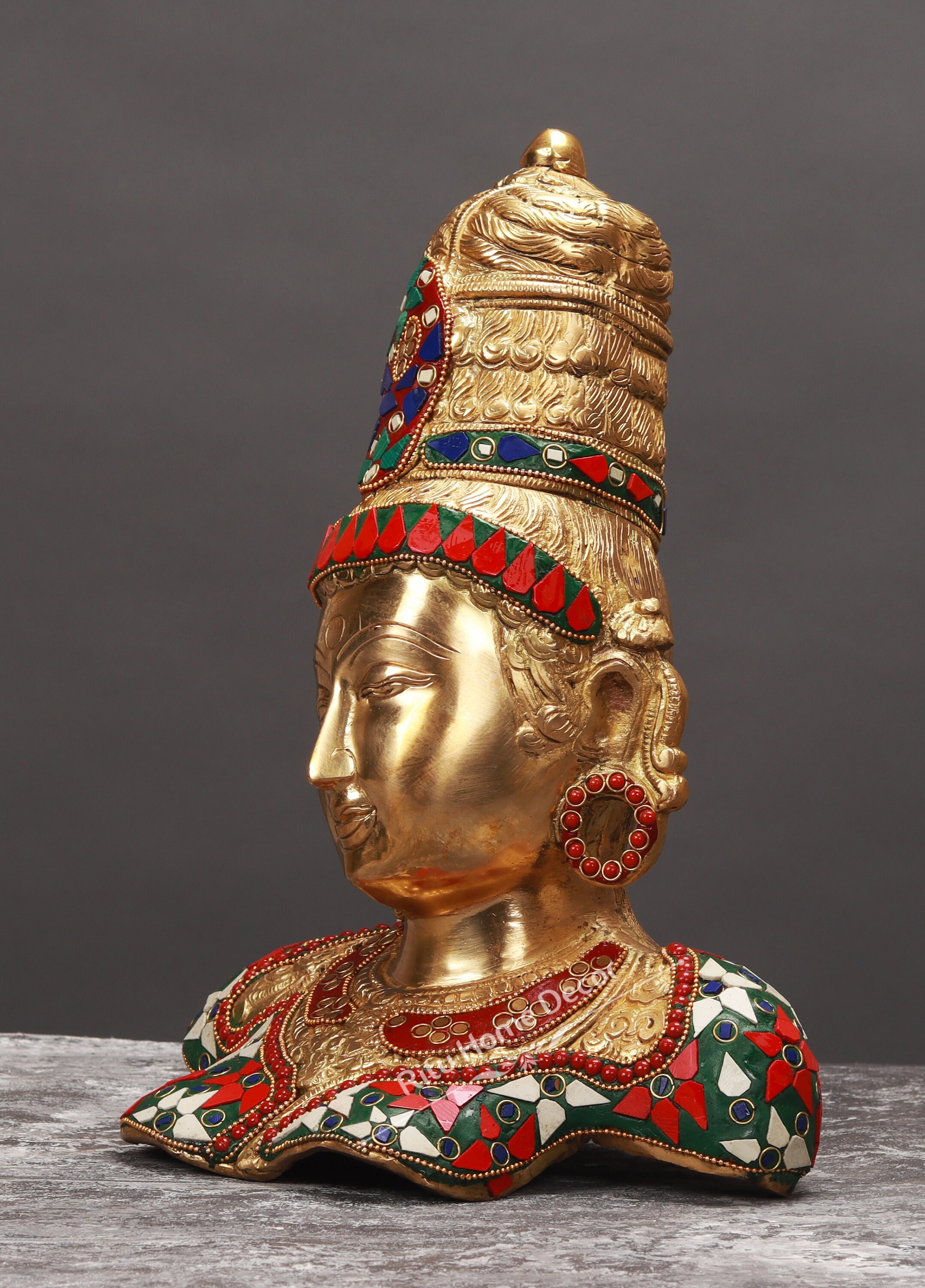 Brass Goddess Parvati Statue - Maa Gauri Head Bust - Ma Shakti ...